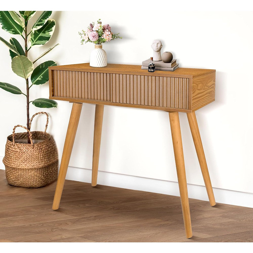 George Oliver Console Table, Small Console Tables For Entryway, 31" Vanity Desk Fluted Entrance ...